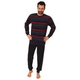 Normann Pyjama Edel aussehender Herren Frottee Schlafanzug langarm mit Bündchen