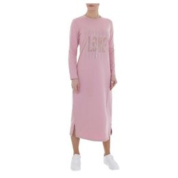 Ital-Design Bleistiftkleid Damen Freizeit Strass Stretch Maxikleid in Rosa