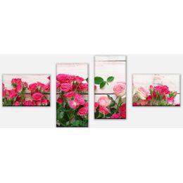 wandmotiv24 Mehrteilige Bilder Rosa und karminrote Rosen