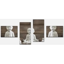 wandmotiv24 Mehrteilige Bilder Weiß sitzender Buddha