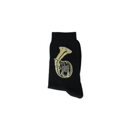 Musikboutique Freizeitsocken (1-Paar) schwarze Socken mit eingewebtem Tenorhorn Gr. 39/42
