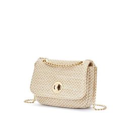 Vivance Umhängetasche, Handtasche, Minibag, Basttasche, Henkeltasche VEGAN, beige|weiß