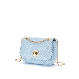 Vivance Umhängetasche, Handtasche, Minibag, Basttasche, Henkeltasche VEGAN, blau|weiß