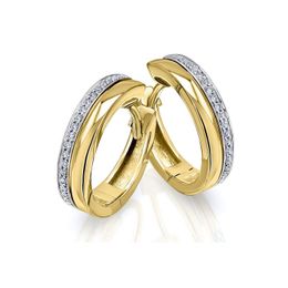 ONE ELEMENT Paar Creolen 0,09 ct Diamant Brillant Ohrringe Creolen aus 585 Gelbgold, Damen Gold Schmuck, goldfarben