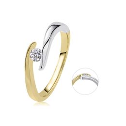 ONE ELEMENT Diamantring 0,10 ct Diamant Brillant Spannfassung Ring aus 585 Gelbgold, Damen Gold Schmuck Spannfassung, goldfarben