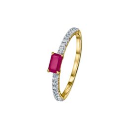 ONE ELEMENT Diamantring 0,18 ct Diamant Brillant Rubin Ring aus 585 Gelbgold, Damen Gold Schmuck, goldfarben