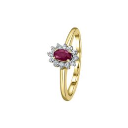 ONE ELEMENT Diamantring 0,15 ct Diamant Brillant Rubin Ring aus 585 Gelbgold, Damen Gold Schmuck, goldfarben