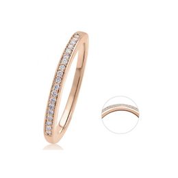 ONE ELEMENT Diamantring 0.09 ct Diamant Brillant Memoire Ring 585 Rotgold, Damen Gold Schmuck Memoire, rosa