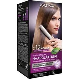 Kativa Haare Specials Brasilianische Haarglättung mit Doppel-Keratin Shampoo 30 ml + Pflegespülung 30 ml + Glättungsmaske 150 ml + Handschuhe