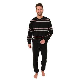 Normann Pyjama Herren Frottee Schlafanzug mit Bündchen