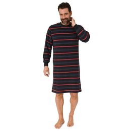 Normann Pyjama Edel aussehendes Herren Frottee Nachthemd langarm mit Bündchen