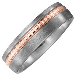 Schmuck Krone Fingerring Ring Titanring Partnerring aus Titan mattiert Goldstreifen aus 750 Gold Rotgold
