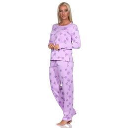 EloModa Pyjama Damen Thermo Pyjama lang zweiteiliger Schlafanzug