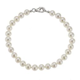 Zeeme Pearls Armband 925/- Sterling Silber Perle weiß 19cm Glänzend