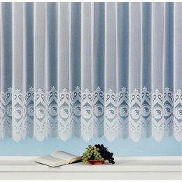 Weckbrodt-Gardinen Jacquard Store Miriam mit Blumen Bordüre, weiß Ausführung Einzel Fertigstore Farbe weiß Größe 135X300 - weiß