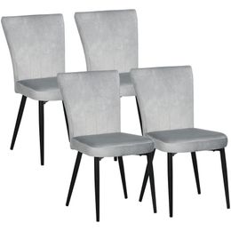 HOMCOM 4er-Set Esszimmerstühle, Akzentstühle für Küchen und Esszimmer, Stuhlset, Velours-Optik, Hellgrau+ Schwarz - Grau