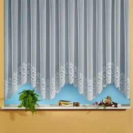 Weckbrodt-Gardinen Jacquard Blumenfensterstore Miriam m. Blumenbordüre, weiß Ausführung Einzel Fertigstore Farbe weiß Größe 160X300 - weiß