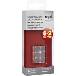 Sigel - Magnet C5 Strong (b x h x t) 10 x 10 x 10 mm Würfel Silber 6 St. GL192