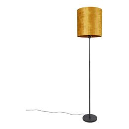 Qazqa Stehlampe schwarz mit goldenem Schirm 40 cm verstellbar - Parte - Gold/Messing