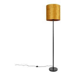 Qazqa Klassische Stehlampe schwarzer Schirm Gold 40 cm - Simplo - Gold/Messing