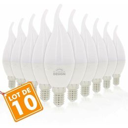Los mit 10 LED-Lampen E14 Flame 6W Eq 40W Température de Couleur: Blanc chaud 2700K