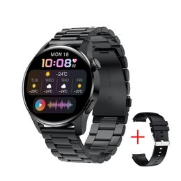 TPFNet Smart Watch / Fitness Tracker IP67 für Damen & Herren - Edelstahl Armband - Android & IOS - Schwarz