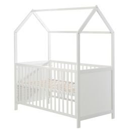 Roba Hausbett 70 x 140 cm, FSC zertifiziert, Kombi-Kinderbett, weiß, 3-fach verstellbar, umbaubar