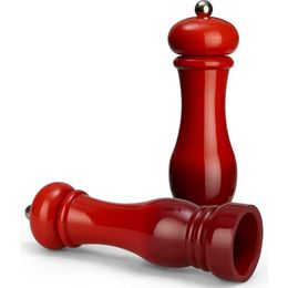 ECHTWERK Salz-/Pfeffermühle manuell, (2 Stück), hochwertiges ABS-Kunststoff, Keramikmahlwerk, Ideal für Gewürze, 21 cm, rot