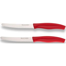 ECHTWERK Besteck-Set (Brötchenmesser) (2-tlg), 2 Personen, Edelstahl, Kunststoff, Wellenschliff, ergonomischer Griff aus Kunststoff, rot