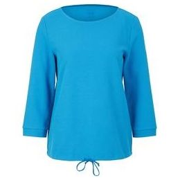 Tom Tailor Damen Strukturiertes Shirt mit Bio-Baumwolle, blau, Gr. XS