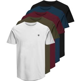 Jack & Jones T-Shirt JACK & JONES "BLABRODY TEE 5PK" Gr. M (48), blau (navy) Herren Shirts T-Shirts