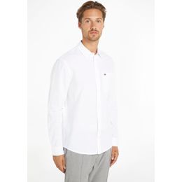 Langarmhemd Tommy Jeans "TJM REG LINEN BLEND SHIRT" Gr. M, N-Gr, weiß (white) Herren Hemden Langarm