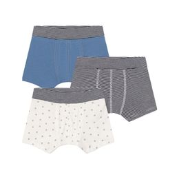 Petit Bateau - Boxershorts STARS 3er Pack in weiß/grau/blau, Gr.92/98