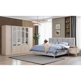 JVmoebel Schlafzimmer-Set Schlafzimmer Luxus Komplett Bett 2x Nachttisch Kleiderschrank Modern