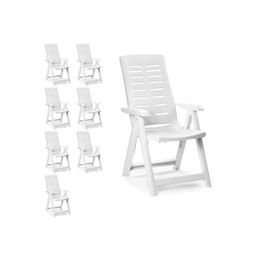 Mojawo Armlehnstuhl 8 Stück Klappstuhl Kunststoff Weiß 5-Positionen