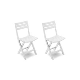 Mojawo Armlehnstuhl 2 Stück Gartenstuhl Klappstuhl Kunststoff Weiß