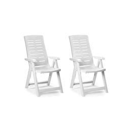 Mojawo Armlehnstuhl 2 Stück Klappstuhl Kunststoff Weiß 5-Positionen
