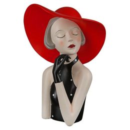 Gilde Dekoobjekt Poly Figur LADY mit rotem oder schwarzem Hut handbemalt