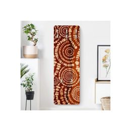 Bilderdepot24 Garderobenpaneel braun Kunst Boho Kreise Design (ausgefallenes Flur Wandpaneel mit Garderobenhaken Kleiderhaken hängend)