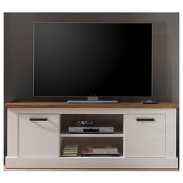 TRENDTEAM Lowboard, Fernsehtisch Sideboard Medienschrank TV-Möbel Weiß/Braun 160x60x52cm