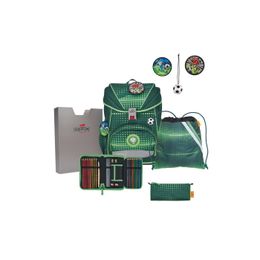 DerDieDas® Schulranzen Schulranzen-Set ErgoFlex Soccer Green 6-tlg. (6-teilig)