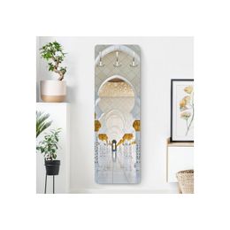 Bilderdepot24 Garderobenpaneel weiss Orientalisch Spirituell Städte Skyline Moschee in Abu Dhabi (ausgefallenes Flur Wandpaneel mit Garderobenhaken Kleiderhaken hängend)