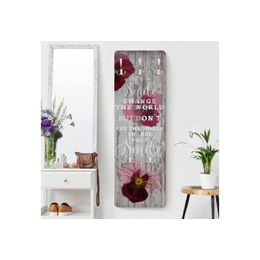 Bilderdepot24 Garderobenpaneel grau Blumen Floral Holzoptik Shabby Sprüche Shabby Orchidee