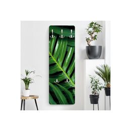 Bilderdepot24 Garderobenpaneel grün Botanik Tropisch Tropische Blätter Philodendron Design (ausgefallenes Flur Wandpaneel mit Garderobenhaken Kleiderhaken hängend)