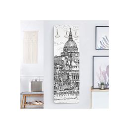 Bilderdepot24 Garderobenpaneel beige Kunst Schwarz Weiß Städte Skyline Illustration Stadtstudie