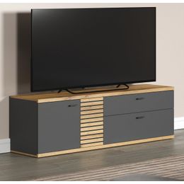 Furn.Design Lowboard Norris (TV Unterschrank in grau mit Eiche