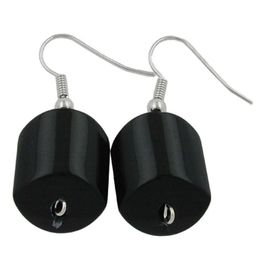 unbespielt Paar Ohrclips Ohrringe Schrägperle Kunststoff schwarz-glänzend 37 x 15 mm