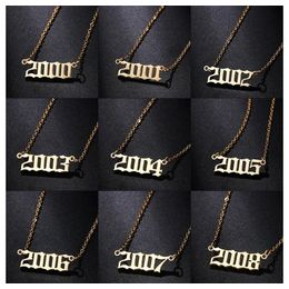 Ware aus aller Welt Edelstahlkette Personalisierte Halskette Jahreszahl Anhänger 1980