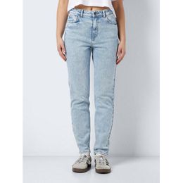 Noisy may High-waist-Jeans Cropped Jeans Denim Hose Bleached Acid Washed Pants NMMONI 6903 in Hellblau