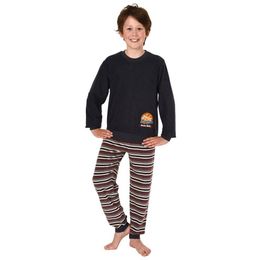 Normann Pyjama Jungen Frottee Pyjama langarm mit Bündchen und Stickerei